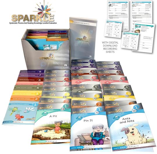 Decodable Readers SPARKLE Assessment Kit NEW Compact Design Level 1-8 ...